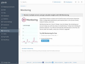 How To Enable 360 Monitoring Inside Plesk - 360 Monitoring