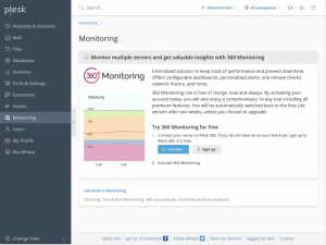 How To Enable 360 Monitoring Inside Plesk - 360 Monitoring